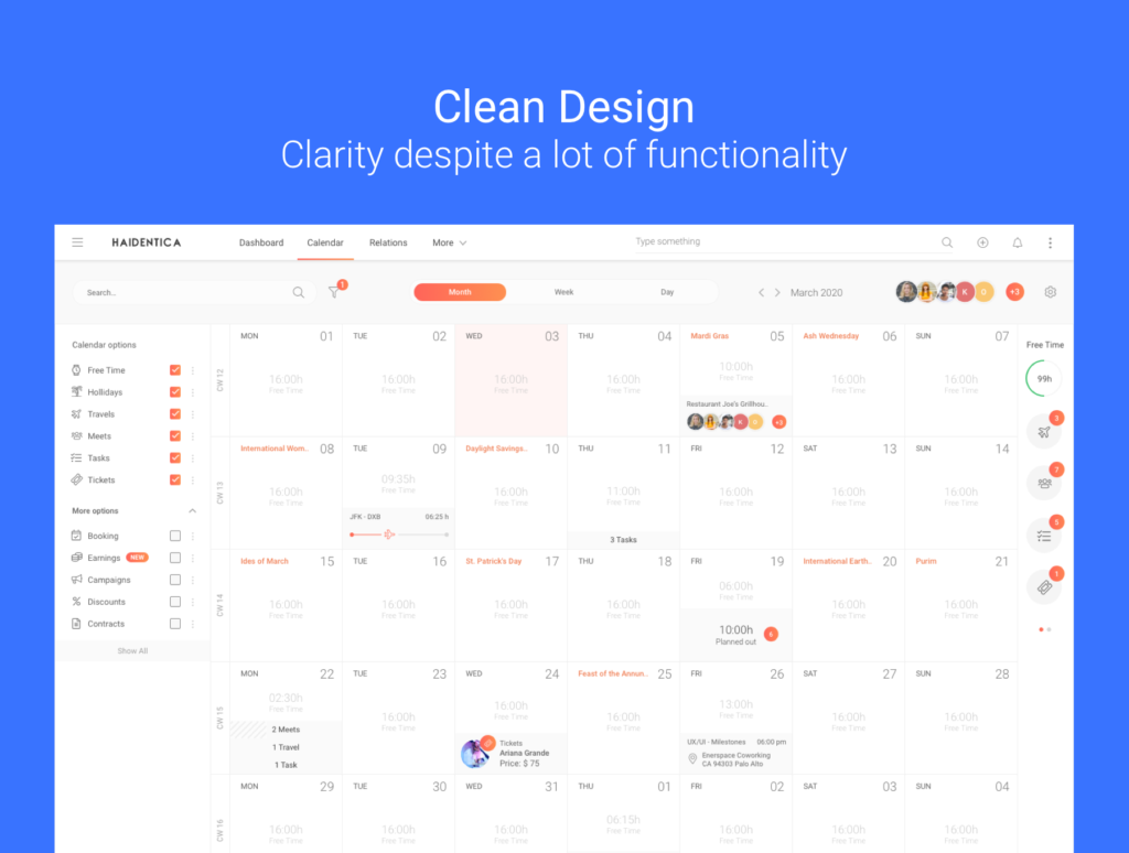 多功能创意web端日历UI界面素材Multifunctional Calendar UI Kit - 设计口袋