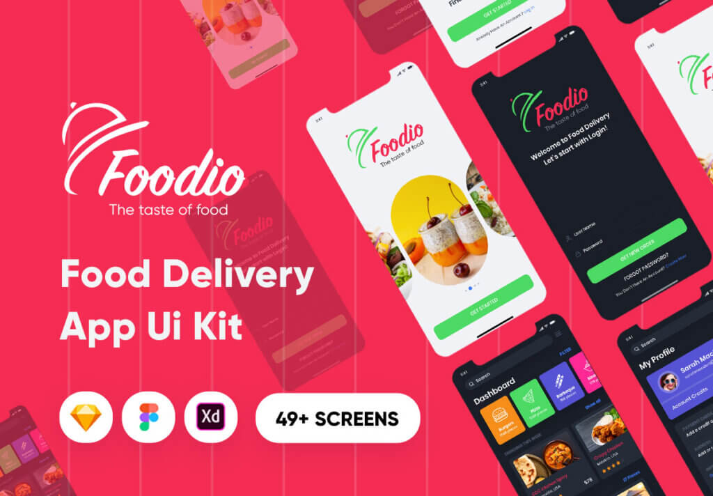 食品外卖购物UI界面设计套件素材模板下载Foodio - Food Delivery App Ui Kit Sketch Template ...